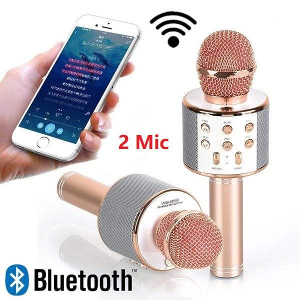 Bluetooth Mic x 2 Wireless Karaoke Microphone Mic x 2 Music Player ...