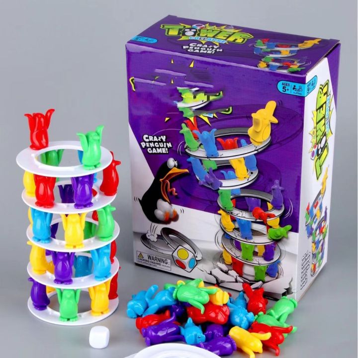 Montessori Kids Penguin Tower Collapse Balance Game Toy Party Family ...