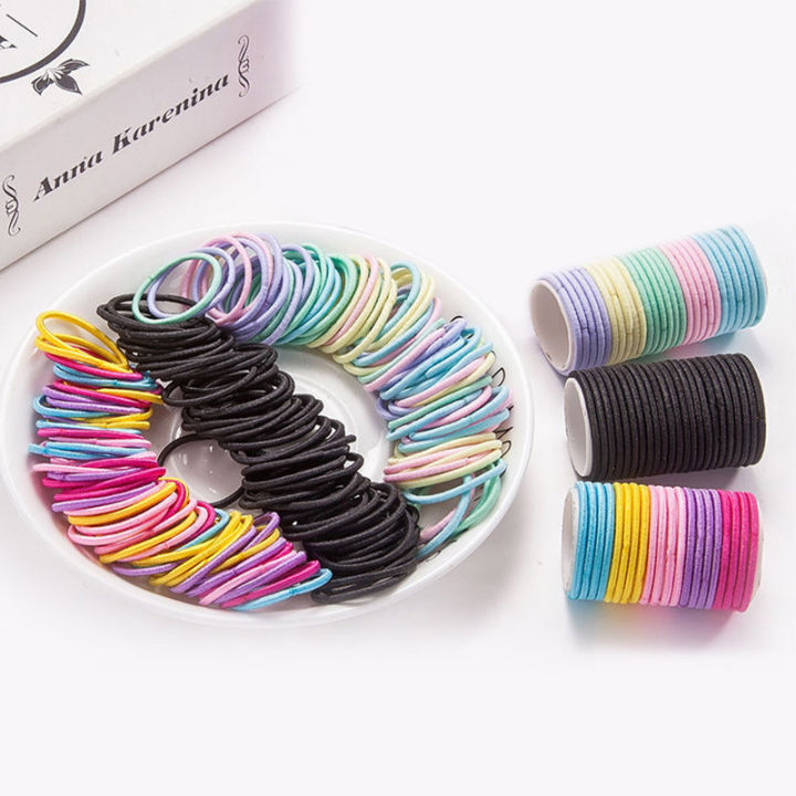 Hair elastic rubber band basic color headband color candy kids / 100 ...