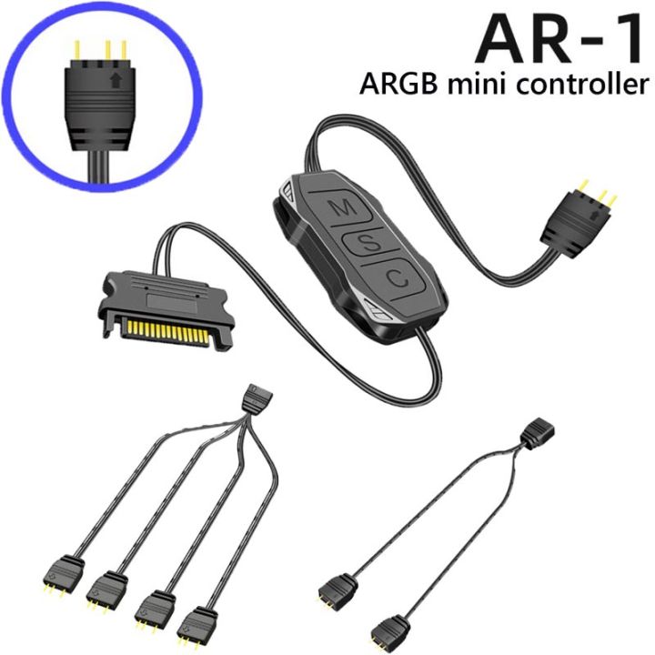 Coolmoon Ar-1 Rgb Controller Cable 5v 3 Pin 4pin To Sata Argb Mini ...