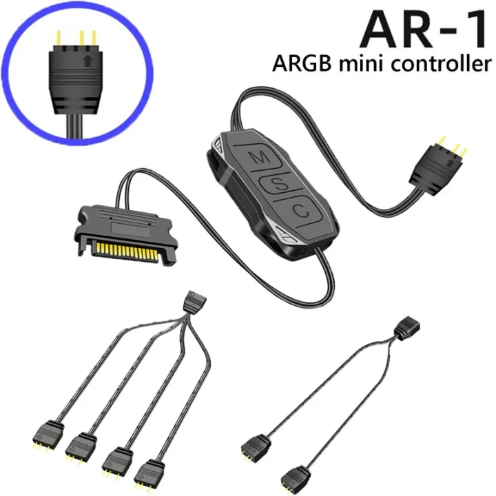 Coolmoon Ar-1 Rgb Controller Cable 5v 3 Pin 4pin To Sata Argb Mini ...