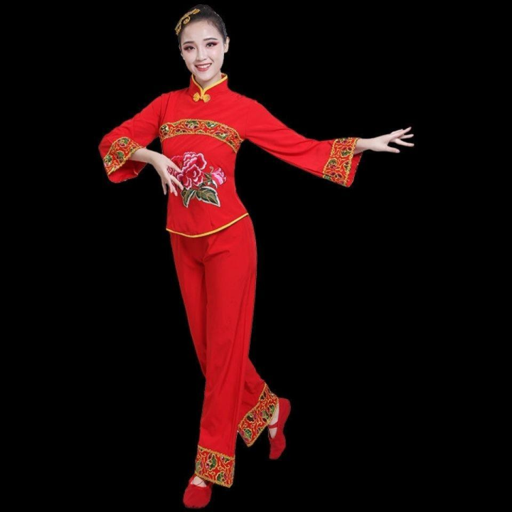 People clothes women's Yangwu dance 202 suit waist drum fan costume ...