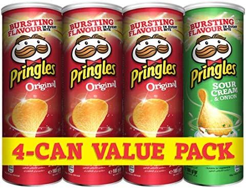 Pringles Original Flavored Chips 3 Cans Plus Pringles Sour Cream and Onion Flavored Chips Can ...