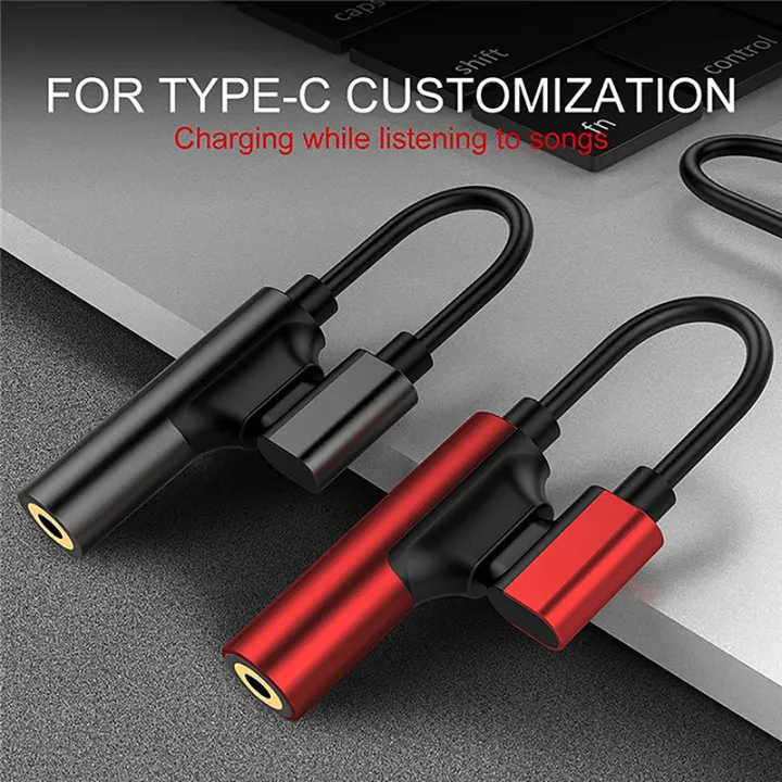 USB C DAC Adapter 2 In 1 Type C To 3.5 Earphone Adapter Audio Type-c To ...