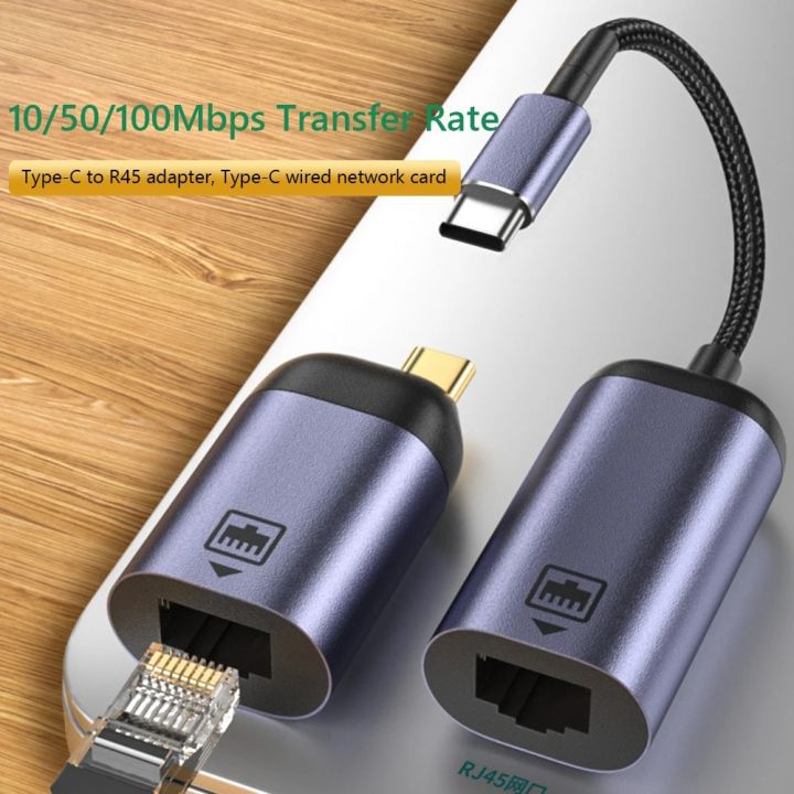 100Mbps Type-C to RJ45 Network Card Connector USB Ethernet Network ...