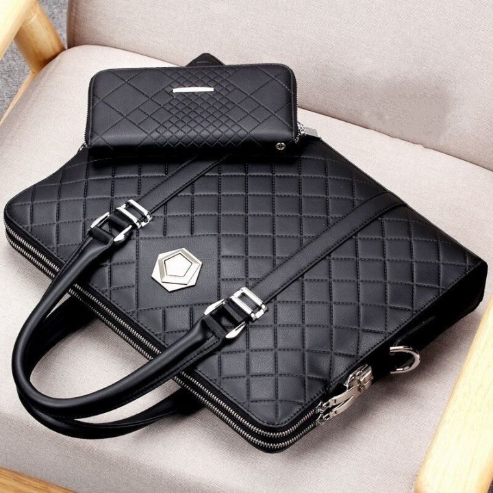 Men's Business Laptop Leather Handbag Man Coded Lock Shoulder Crossbody ...
