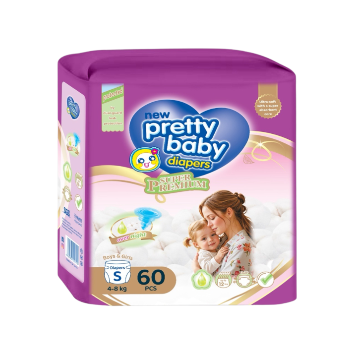 Pretty Baby S - CUT Diapers | The Perfect Fit Diapers | S 60 Pcs | Daraz.lk
