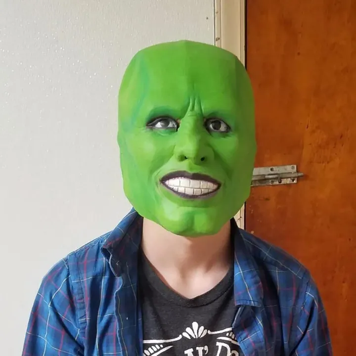 Cosplay Horror Jim Carrey Mask Funny Green Monster Latex Heagear Scary ...