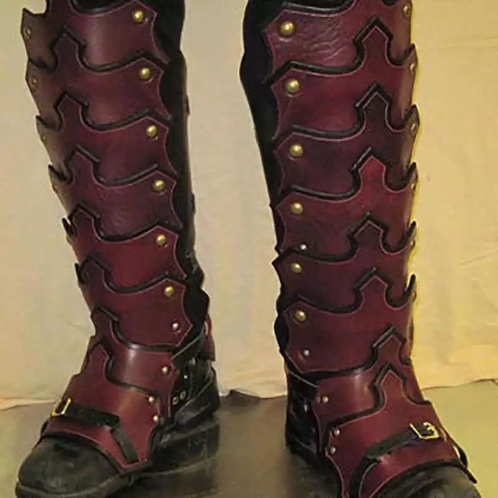 Medieval Larp PU Leather Leg Armor Gothic Greaves Gaiter Viking Knight ...