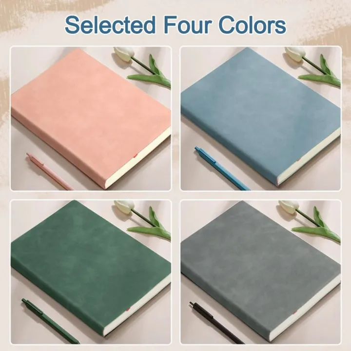 High-Quality Large Size A5 Notebook Leather Surface Lined Pages Student ...