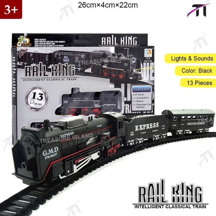 13/19 Pcs Rail King Intelligent Classic Train Toy Set for Kids (Battery ...