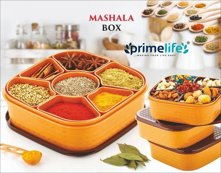 7 Section Masala Box, 700ml Masala Container For Kitchen, Multipurpose ...