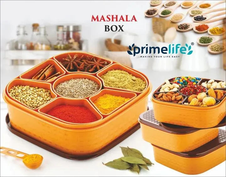 7 Section Masala Box, 700ml Masala Container For Kitchen, Multipurpose ...