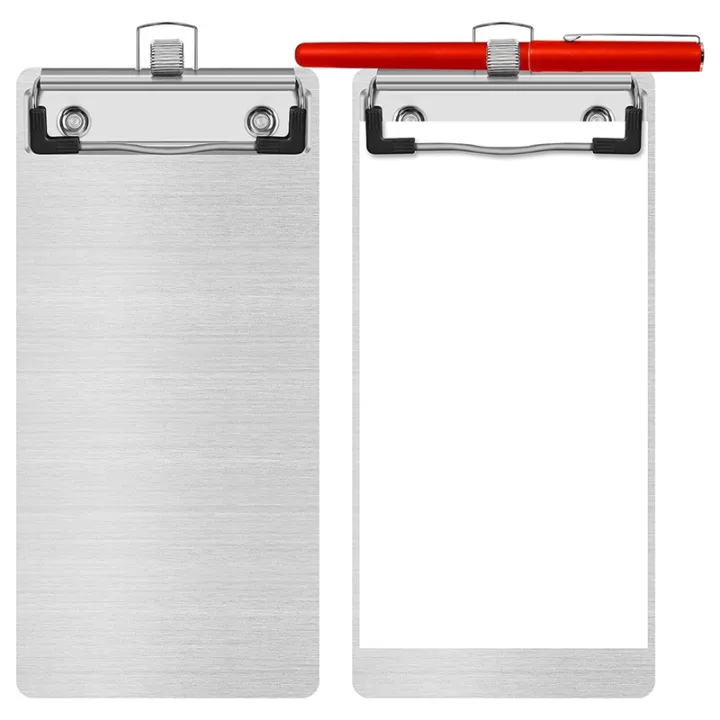 Metal Aluminum Clipboard with Pen Holder 4.1 x 8.4 Inch Mini Aluminum ...