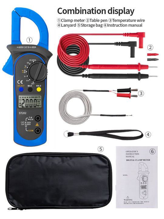 【New Arrivals】ANENG ST202 Digital Clamp Multimeter Resistance Ohm ...