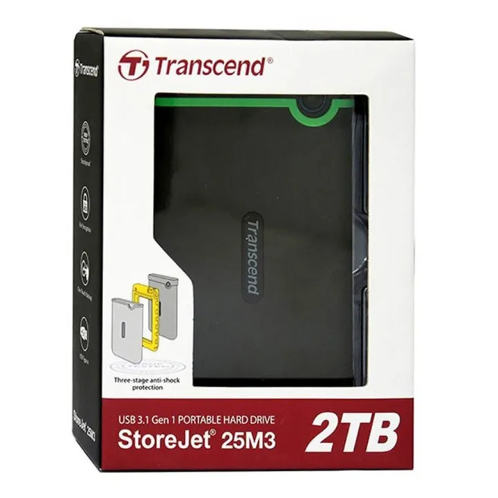 Transcend 2TB Store Jet 25M3 USB 3.0 3.1 Portable External Hard Disk ...
