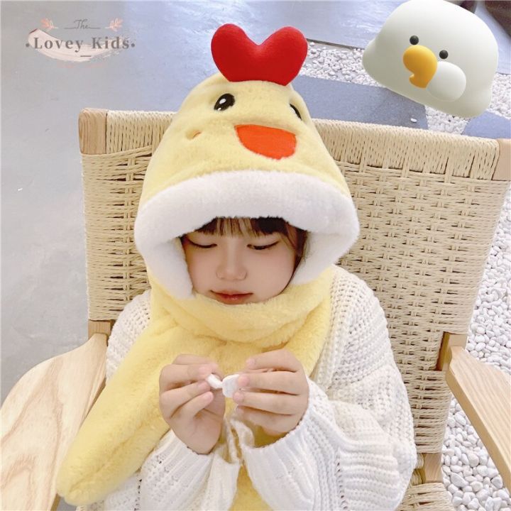 Hooded Scarf Baby Boy Girl Cartoon Animal Hoodie Plush Fur Beanie Hat ...