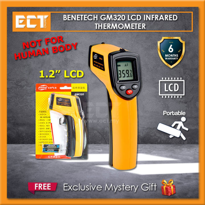 (For Object Use) Benetech GM320 1.2| LCD Infrared Thermometer with Laser Pointer for Object ...