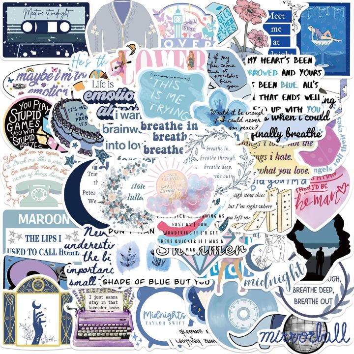 100Pcs Aesthetic Cartoon Famous Singer Taylor Album Swift Lyric For ...