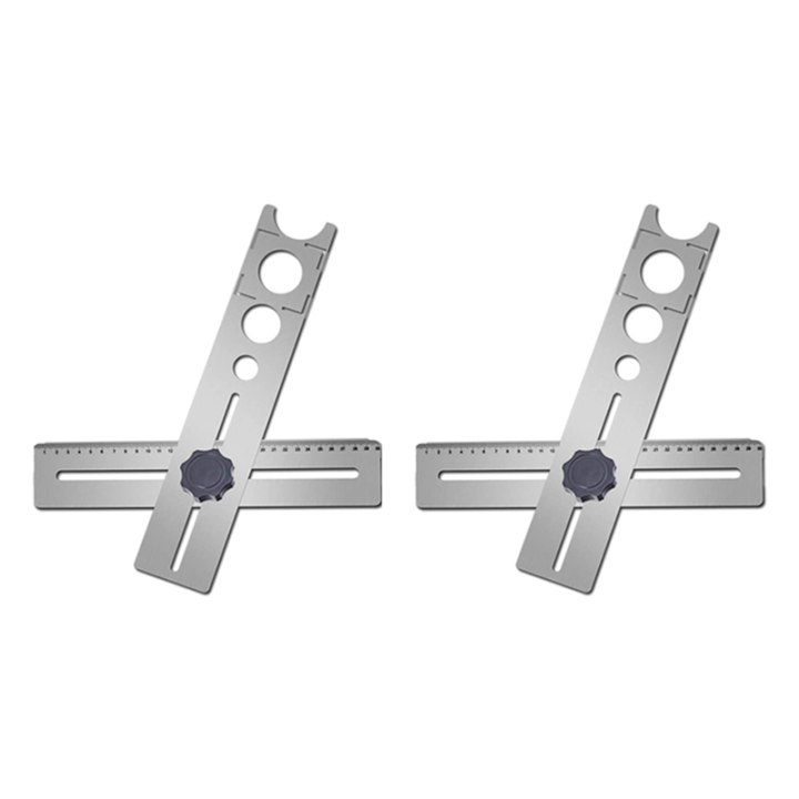 2X Multi-Functional Stainless Steel Ceramic Tile Hole Locator Ruler 360 ...