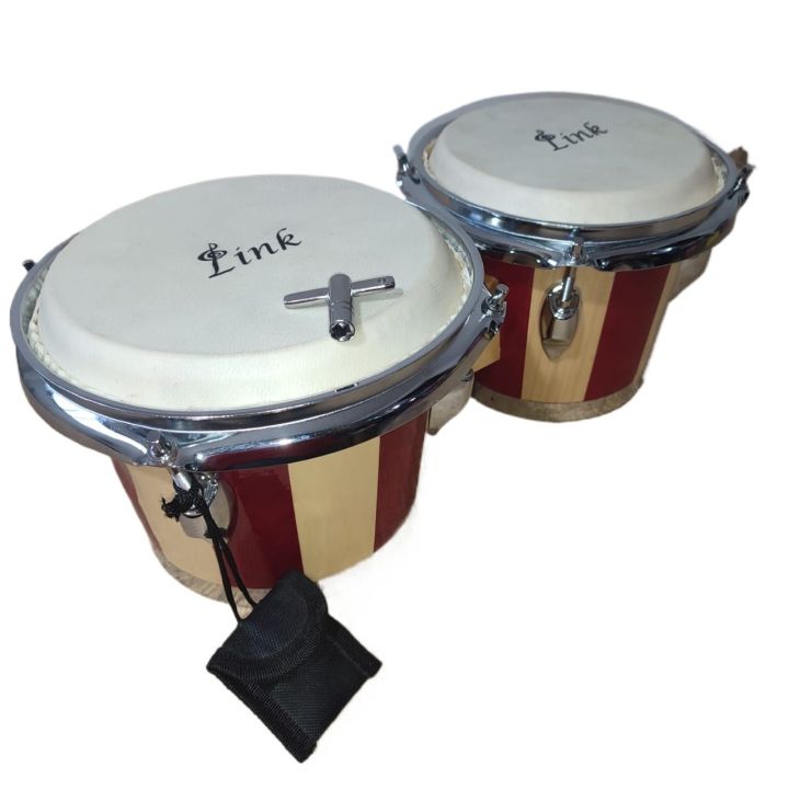 Link Double Bongo Drum Set with Tuning Wrench Professional Wooden ...