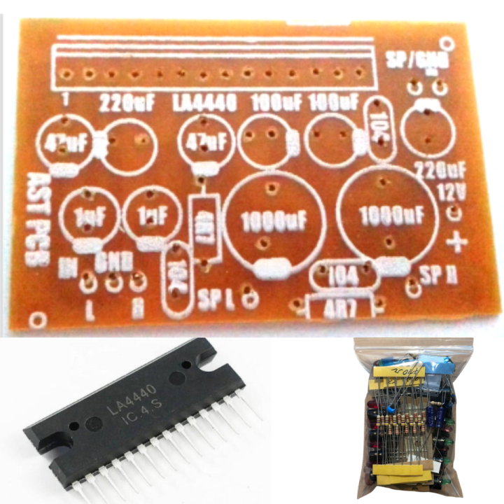 LA4440 IC 18W 12V Two Channel Basic Stereo Amplifier DIY PCB Kit with ...