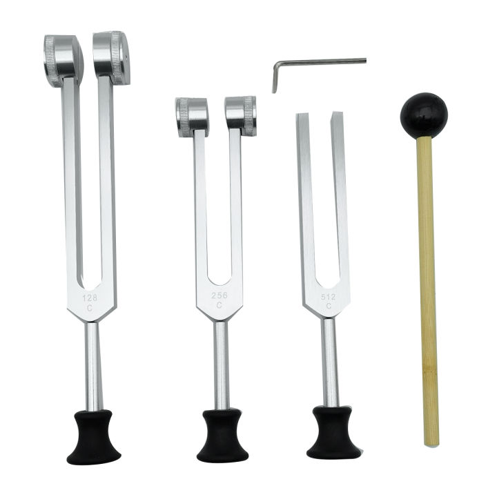 4 Pack Tuning Fork Set(128Hz, 256Hz, 512Hz)with Tuning Fork Hammer for Sound Sound Vibration ...