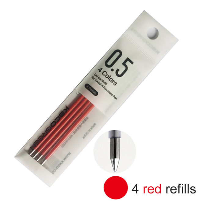 Original KACO 4 In 1 Multifunction Pens 0.5mm Black Blue Red Refill Gel ...