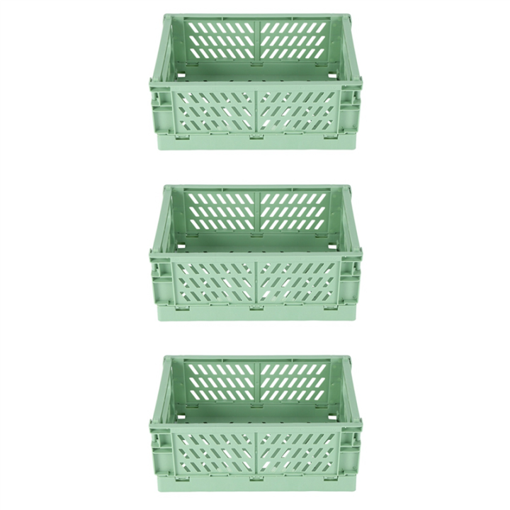 FORIDE 3X Crate Plastic Folding Storage Box Basket Utility Cosmetic ...
