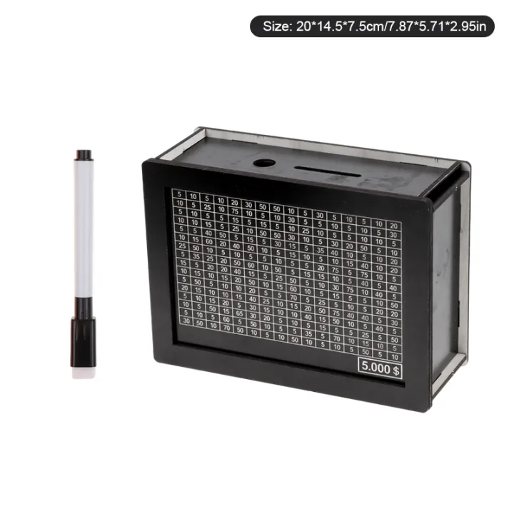 USD Black Reusable Piggy Bank With Money Goal Counter Piggy Bank DIY Saving Money Box For Helps ...