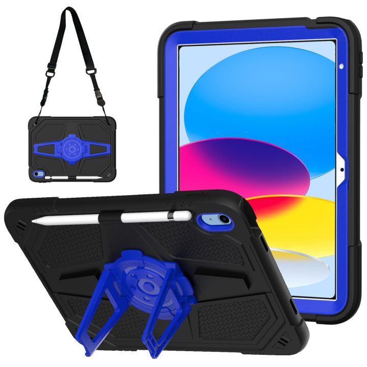 Punk Stand PC Hybrid Silicone Tablet Case with Shoulder Strap For iPad ...