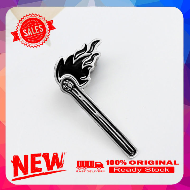 Creative Unisex Burning Match Shirt Collar Lapel Enamel Button Pin ...