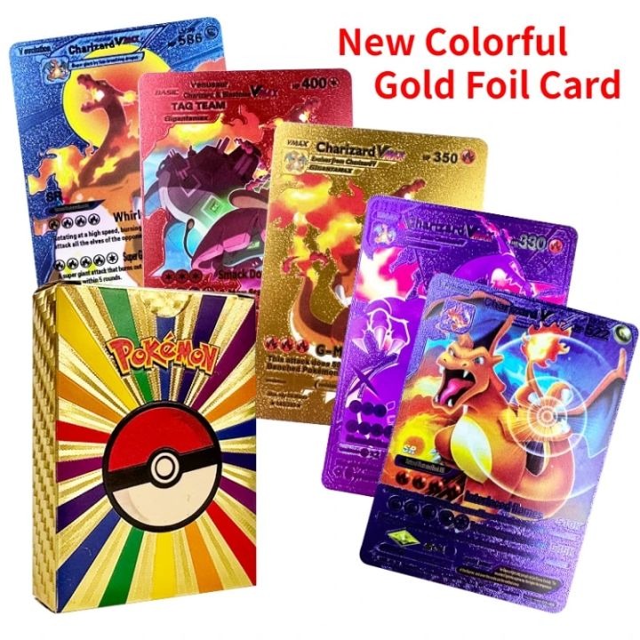 pokemon cards golden 27-55PCS Pokemon Colorful Gold Foil Card Charizard ...