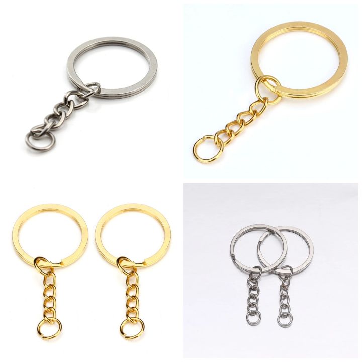10-200pcs/lot Key Ring Key Chain 2 Color Plated 30mm Long Round Split ...