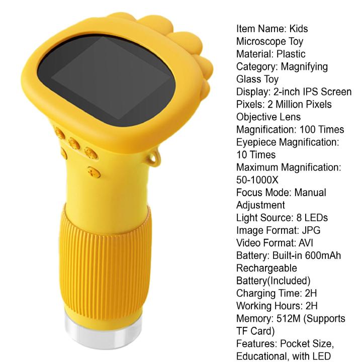 Lcantte Microscope with Led Lights Portable Kids Digital Microscope ...