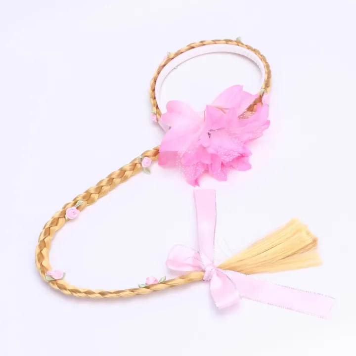 【ComfyCrossing】Girl Frozen Anna Wig Headband Hair Plait Disney Princess ...