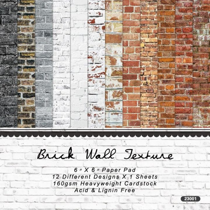 12 Sheets Brick Wall Pattern Scrapbooking Material Hand Account ...