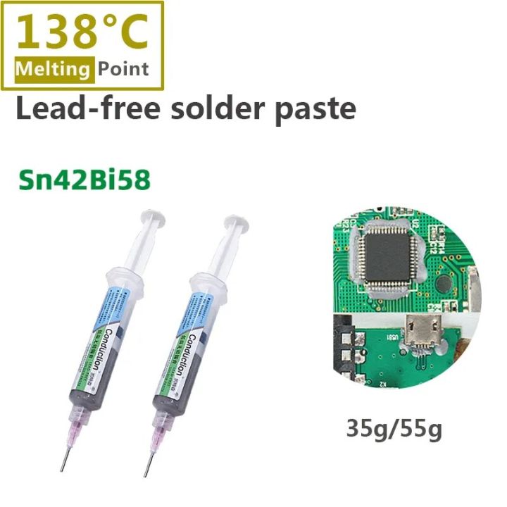 ShuzhuNew solder paste 35/55g Low Temperature Lead-free Syringe Solder ...
