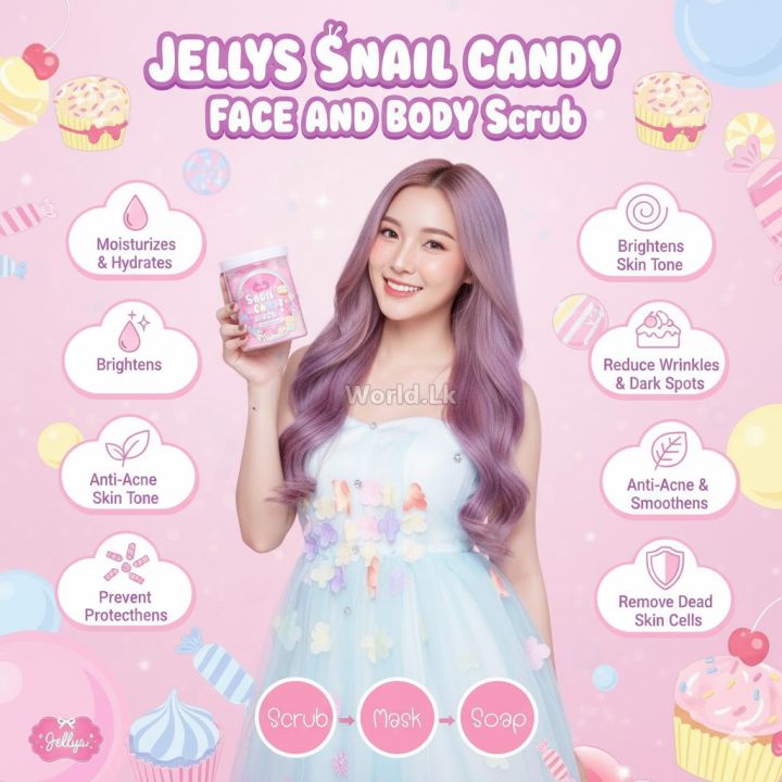 300g FACE AND BODY Jellys Snail Candy SCRUB jscs 16 Balls Dead Skin ...