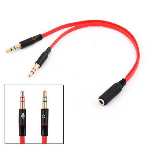 3.5mm Headphone Mic Audio Y Splitter Cable 2 Male1 Female with Separate ...