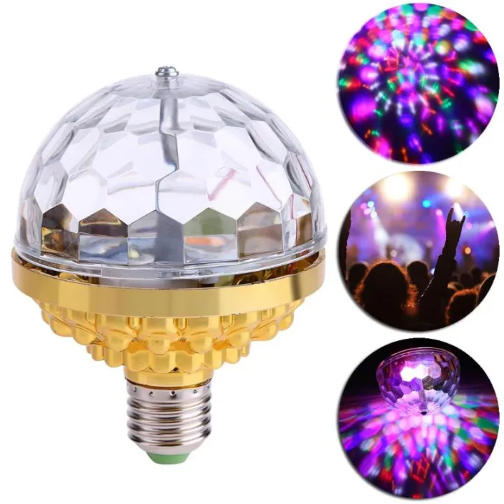 6W LED Stage Light Bulb LED Crystal Ball RGB Mini Rotating Disco Party ...