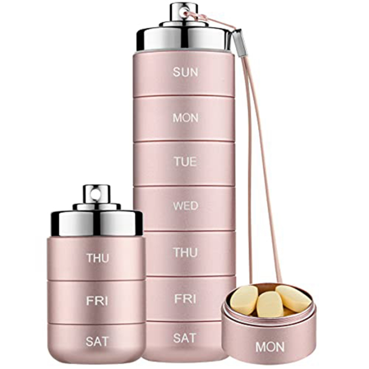 Metal Pill Weekly,Stackable Travel Pill Box,Pill Case Container,7 Day ...