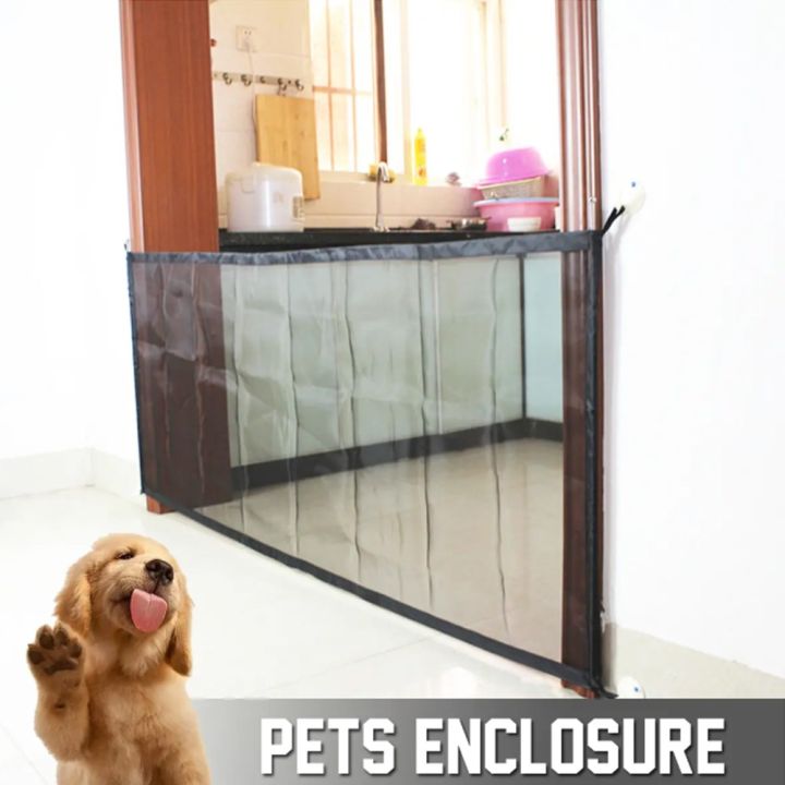 Magic Dog Gate Ingenious Mesh Dog Fence For Indoor and Outdoor Safe Pet ...