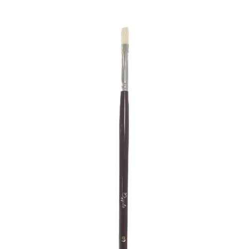 Apple White Bristol Flat Brush(140F)- Size 2 , Made with Chinese Hog ...