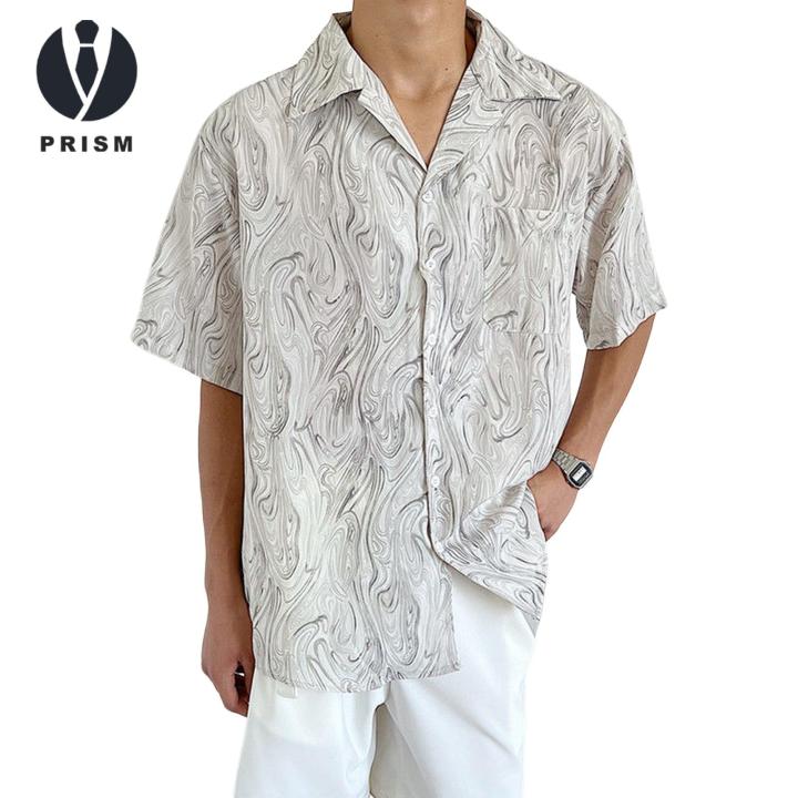 Prism Men Irregular Shirt Stylish Men's Irregular Pattern Short S ve ...