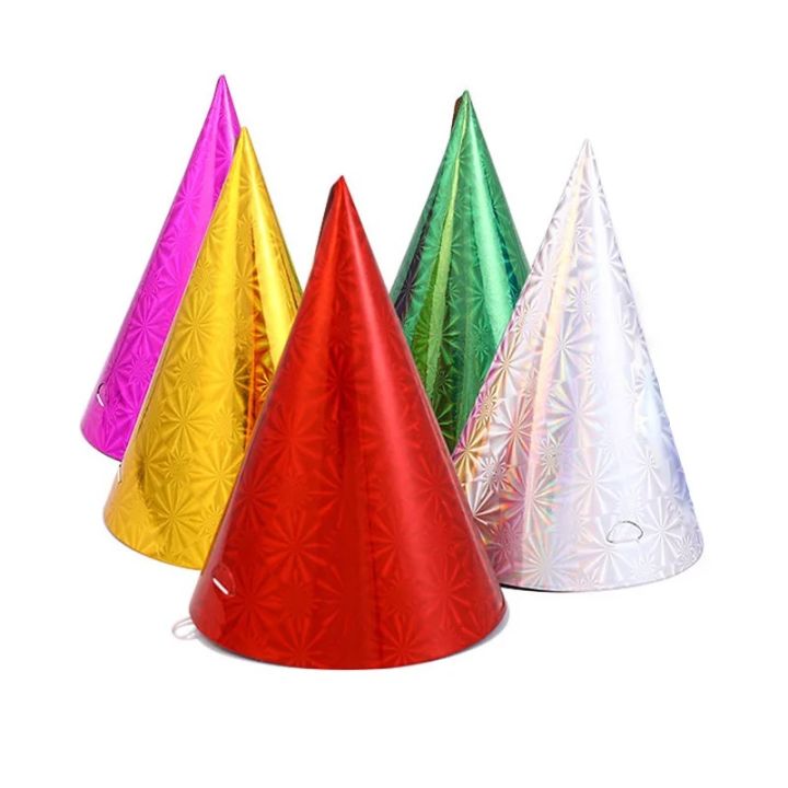 Party Hats 10 Piece Laser Streamer Paper Party Cone Hats 16cm | Daraz.lk