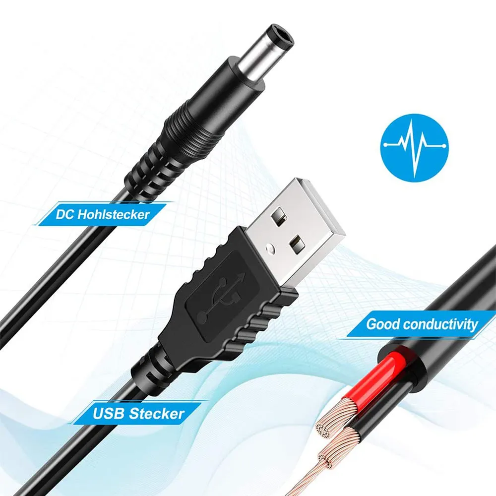 USB To DC Power Cable Universal USB To DC Jack Charging Cable Power ...