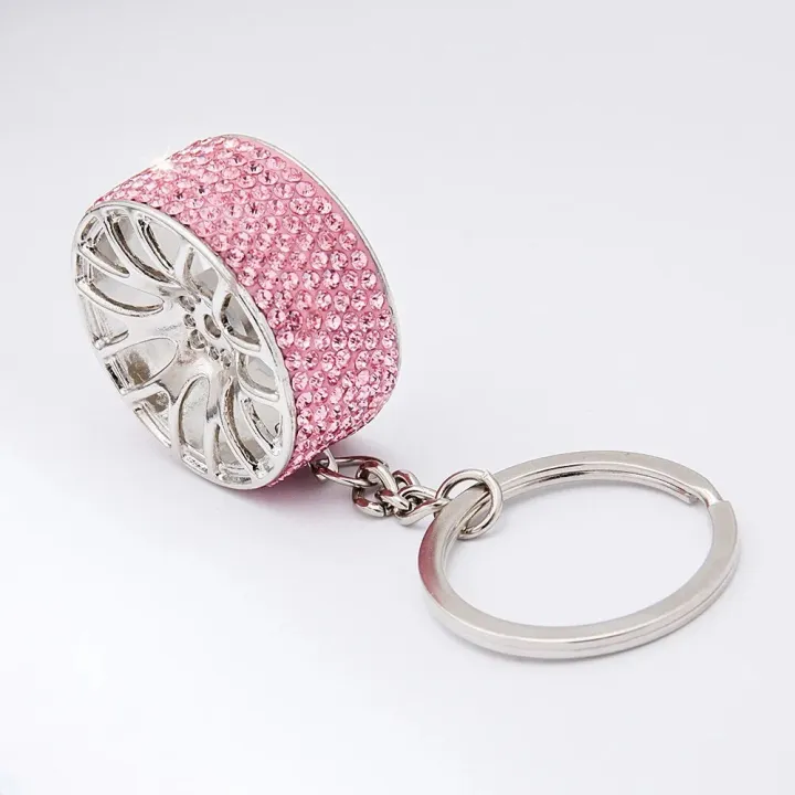 Car Crystal Keychain Tire Wheel Rim Key Ring 3D Keychain Creative ...