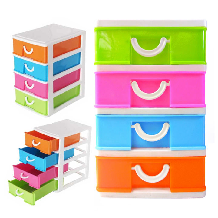 Coloured Mini Drawer Set - 4 in 1 Plastic Storage Box | Daraz.lk