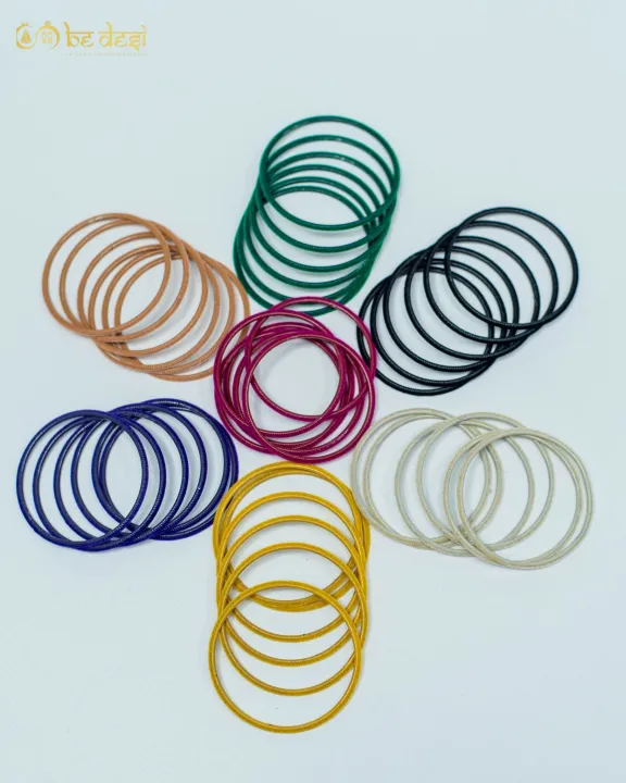 Velvet Plain Bangle Set- Yellow -6pcs - women bangles - Bangales ...